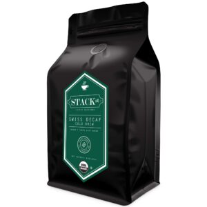 Organic Swiss Water Process Decaf Cold Brew Coffee Coarse Ground 1 LB - Dark Roast Coarse Grind - Doesn't Taste Like Decaf! - 100% Arabica Single Origin Beans – By Stack Street