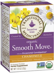 traditional medicinals organic smooth move chamomile laxative tea, 16 tea bags (pack of 2)