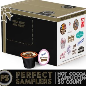 Hot Chocolate and Cappuccino Single Serve Cups, Variety Pack Sampler For Keurig K Cup Brewers, includes Hot Cocoa from Grove Square and Crazy Cups, 50 Count