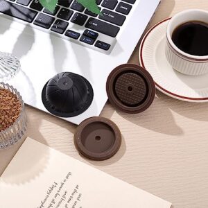 Reusable Coffee Capsule Lids with 150ml/230ml Refillable Vertuo Coffee Pods Compatible for Vertuo-line Vertuo Coffee Machine Capsules Cap with Coffee Scoop and Brush