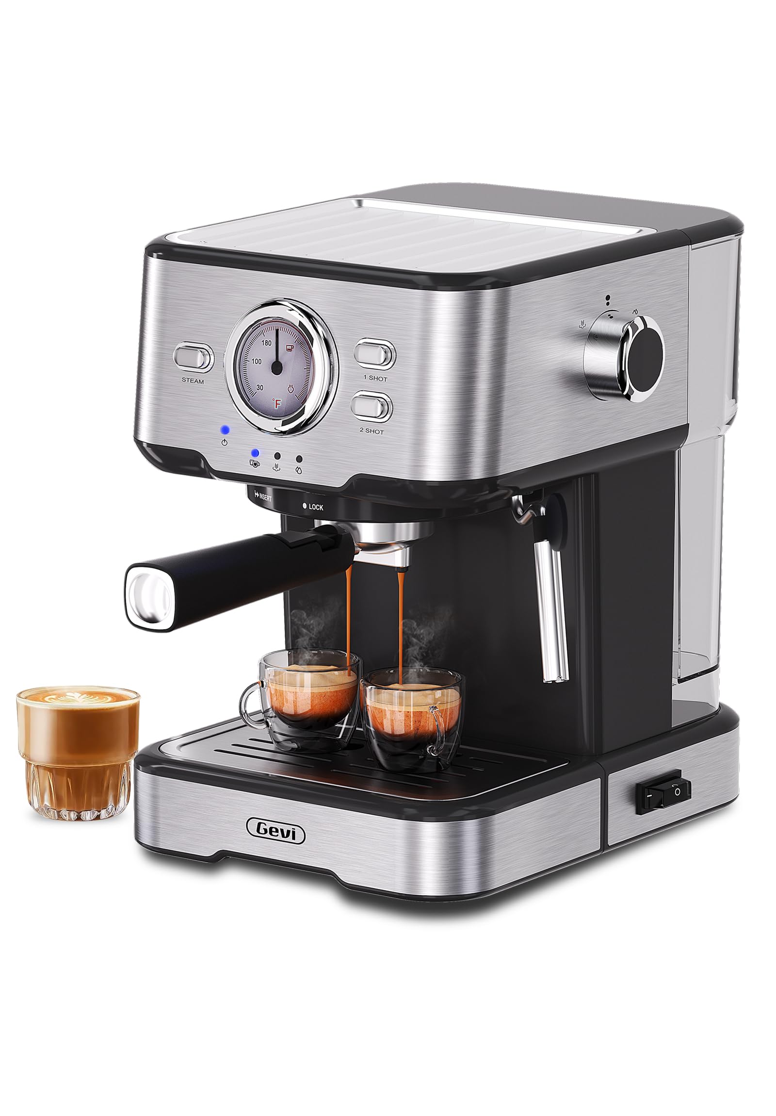 Gevi Espresso Machine High Pressure,compact espresso machines with Milk Frother Steam Wand,Professional Coffee，Cappuccino,Espresso,Latte,Macchiato Maker for home,espresso maker