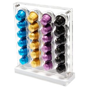 duvindd coffee pod holder for nespresso original line capsule holder acrylic magnetic coffee pods organizer, freestanding or mounted on the fridge, hold 40 capsule pods capacity storage rack