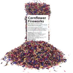 mesmerizing cornflower fireworks petals - 100% natural centaurea cyanus, grown in germany - dried colorful cornflowers for herbal tea, decoration, rose sprinkles, topping on cupcakes, desserts