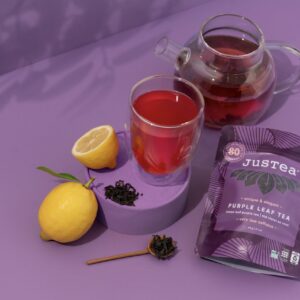 JusTea PURPLE LEAF TEA | Loose Leaf Purple Tea | Recyclable Refill Pouch | 40+ Cups (2.1oz) | Low Caffeine | Award-Winning | Fair Trade | Non-GMO