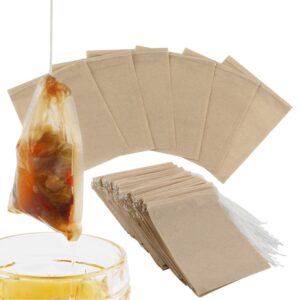 300pcs tea filter bags , disposable paper tea bag with drawstring safe strong penetration unbleached paper for loose leaf tea and coffee（5x6cm)