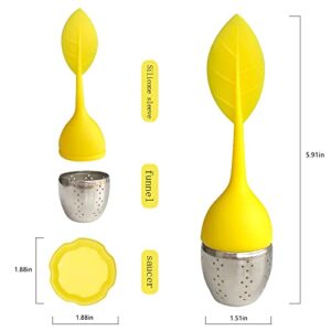 Silicone tea strainers for loose tea, stainless steel loose leaf tea ball steepers for tea infuser spoon (6pcs)