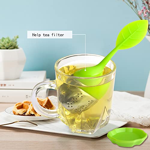 Silicone tea strainers for loose tea, stainless steel loose leaf tea ball steepers for tea infuser spoon (6pcs)