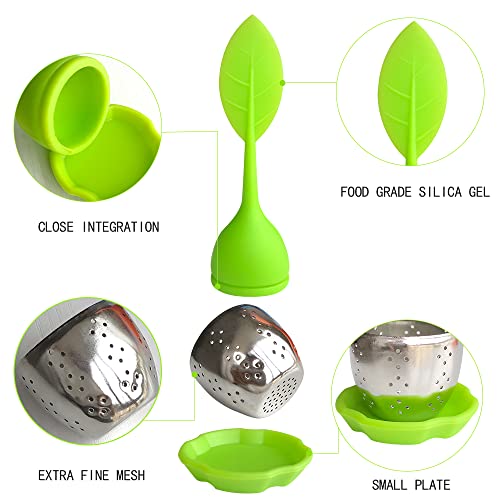 Silicone tea strainers for loose tea, stainless steel loose leaf tea ball steepers for tea infuser spoon (6pcs)