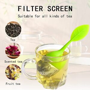 Silicone tea strainers for loose tea, stainless steel loose leaf tea ball steepers for tea infuser spoon (6pcs)