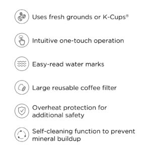 Chefman InstaCoffee Max, The Easiest Way to Brew the Boldest Single-Serve Coffee, Use Fresh And Flavorful Grounds or K-Cups With A Convenient Built-In Lift, Black/Stainless Steel