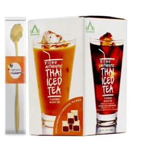 Wangderm Brand WANGDERM Authentic Instant Thai Iced Tea Black Tea Flavored 23 Individual Bags 2.8 OZ (80 g) W/ Free Tea Spoon (1 BOX)