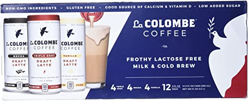 La Colombe Draft Latte Cold-Pressed Espresso Variety 9 oz Can (Mocha/Triple Shot/Vanilla, 12-pack)