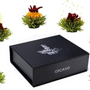 Creano Tea Flowers Mix 6pcs Set Blooming Tea Green Tea in Elegant Magnetic Box with Silver Embossing