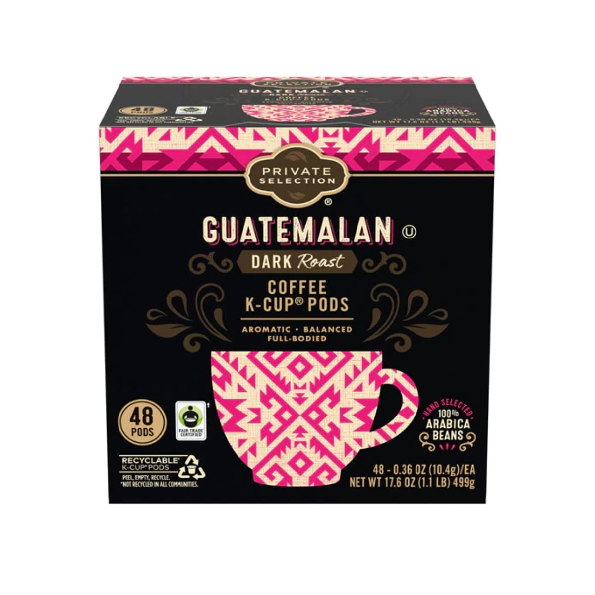 Private Selection Guatemalan Dark Roast Coffee K-Cup Pods | 17.6 oz (48 count of .36oz Pods)| Pack of 1