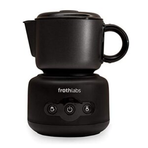 froth labs™ electric milk frother for coffee, espresso, lattes, and more — ultra high-speed milk foamer that supports hot and cold froth — dishwasher safe with detachable stand for your coffee bar