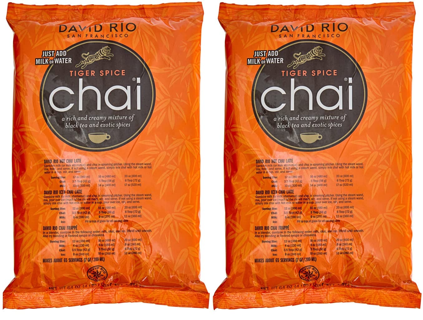 David Rio Tiger Spice Chai, Two 4 Lb. Bags