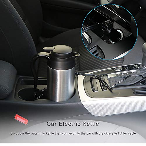 Car Kettle Boiler Sunsbell 650ml Car Heating Travel Cup Stainless Steel Mug Car Coffee Cup Warmer with DC 12V Charger for Car (Kettle Boiler)