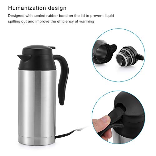 Car Kettle Boiler Sunsbell 650ml Car Heating Travel Cup Stainless Steel Mug Car Coffee Cup Warmer with DC 12V Charger for Car (Kettle Boiler)