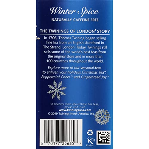 Twinings Winter Spice Herbal Tea - Camomile with Apple, Cinnamon, Cardamom, Cloves, Caffeine-Free Tea Bags Individually Wrapped, 20 Count (Pack of 2)