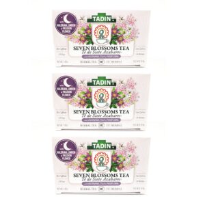 tadin herbal tea siete azahares / seven blossoms. calming, soothing & caffeine free blend. 24 bags. 1.01 oz - pack of 3