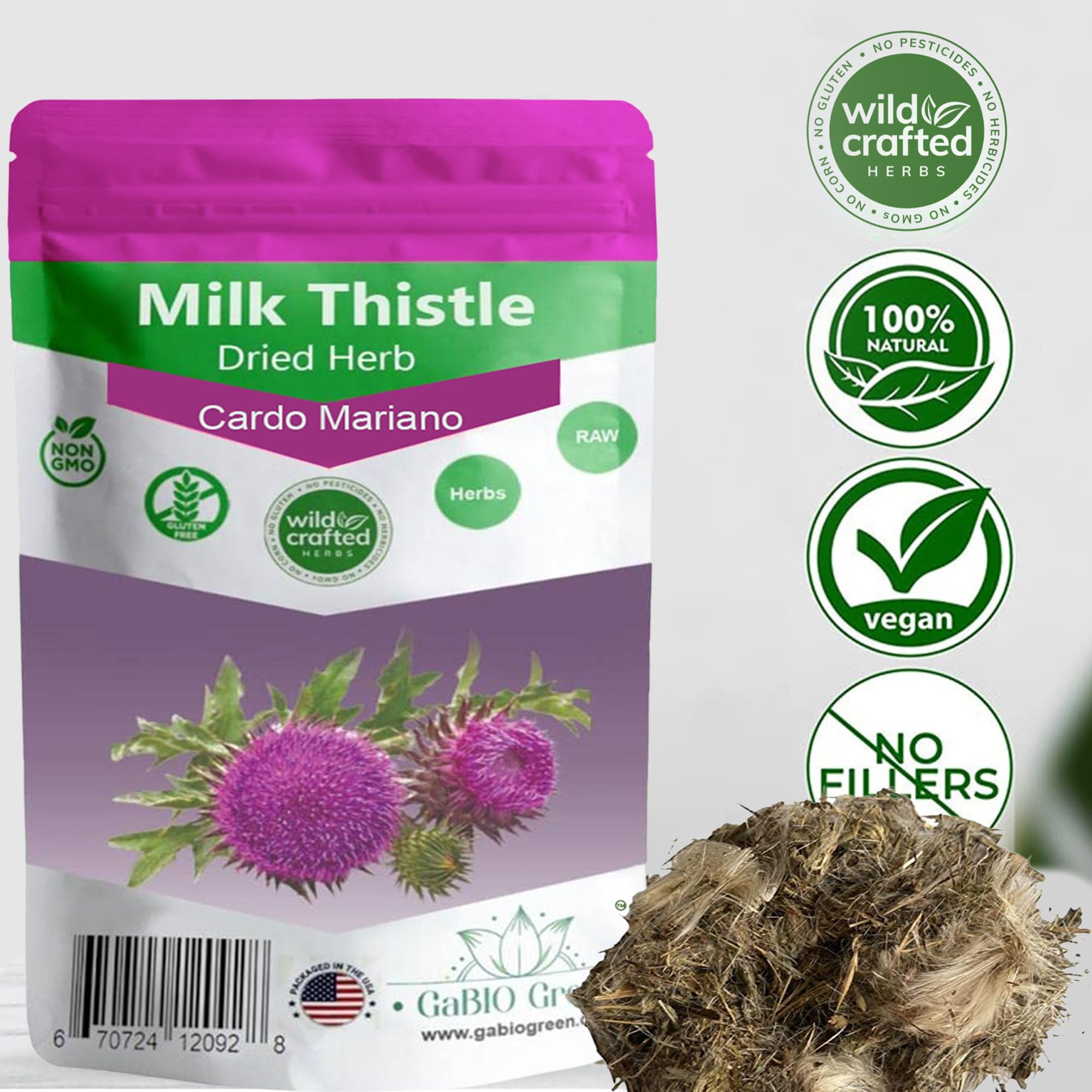 Cardo Mariano Herb, Milk Thistle Herb 2 oz, 100% PURE & NATURAL Cardo Marin, Cardo Mariano Tea, Milk Thistle Loose Tea, Resealable Bag, 2 oz, Milk Thistle Herbal, Product From Mexico