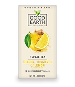 good earth sensorials ginger, turmeric & lemon herbal tea 15 ct box