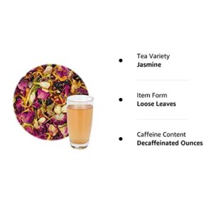 Taimei Teatime Rose Jasmine Herbal Tea Blends From Germany, Loose Leaf Fruit Tea in Resealable Canister (120g-50 Cups), Non-Caffeinated, Skin Health & Anti-aging, Hot and Iced Tea