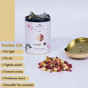 Taimei Teatime Rose Jasmine Herbal Tea Blends From Germany, Loose Leaf Fruit Tea in Resealable Canister (120g-50 Cups), Non-Caffeinated, Skin Health & Anti-aging, Hot and Iced Tea