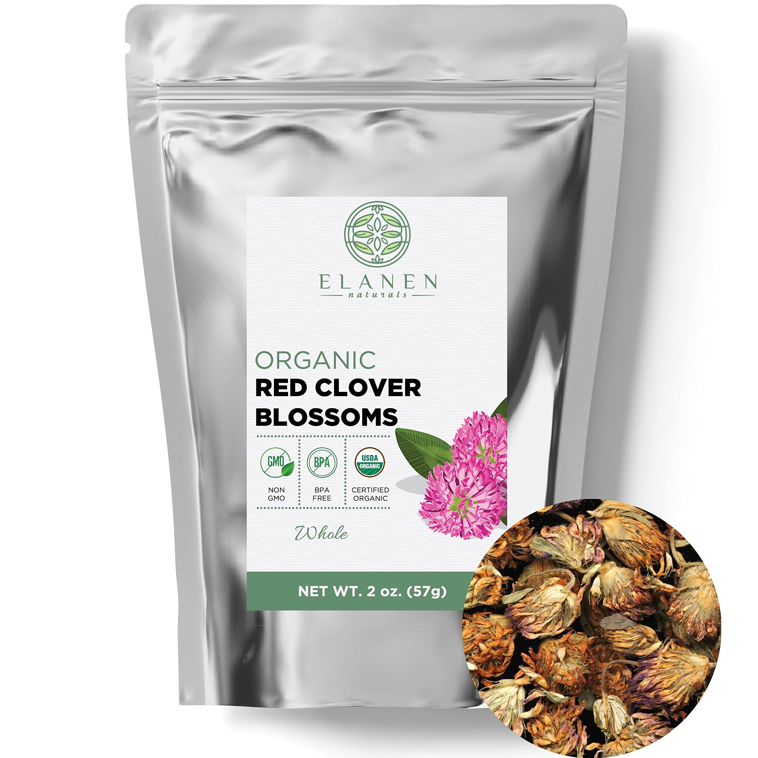 Organic Red Clover Blossoms 2 oz. (57g), USDA Certified Organic Red Clover, Red Clover Tea Organic, Red Clover Blossoms, Red Blossom Tea, Organic Red Clover Tea, Whole