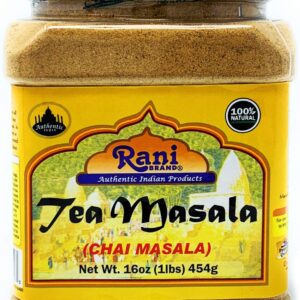 Rani Tea (Chai) Masala Indian Spice Blend 16oz (1lb) 454g Bulk PET Jar ~ All Natural | Vegan | Gluten Friendly | Salt & Sugar Free | NON-GMO | No Colors | Indian Origin