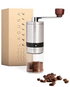 laguna pacific manual coffee bean grinder | 6 coarseness settings | espresso grinder, cold brew, french press, drip, | burr coffee hand grinder coffee mill | home, portable, camping, travel