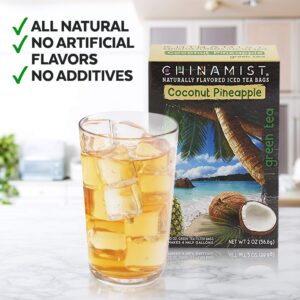 China Mist Iced Tea – Coconut Pineapple Green Tea Infusion – Refreshing and Delicious – Each Tea Bag Yields 1/2 Gallon – 4 bags.