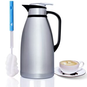 thermal coffee carafe 102oz, goteble double wall vacuum flask, 3l large capacity suitable for large family and small party silver