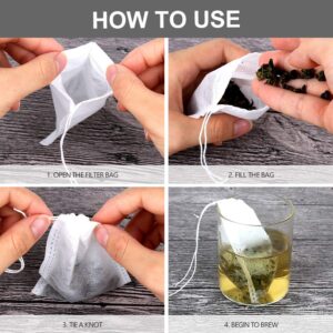 YGDZ Tea Filter Bags for Loose Tea, 200pcs Disposable Empty Loose Leaf Tea Bags (2.76 x 3.54 inch, 3.15 x 3.94 inch)