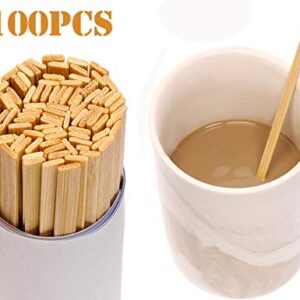 Mini Skater 5.4 Inch Bamboo Coffee Stirrers Eco Friendly Biodegradable Stir Sticks for Tea Hot Cold Beverages (100)