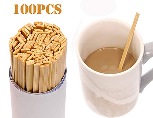 Mini Skater 5.4 Inch Bamboo Coffee Stirrers Eco Friendly Biodegradable Stir Sticks for Tea Hot Cold Beverages (100)