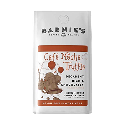 BARNIE'S COFFEE TEA CO. Ground Decadent and Rich Chocolate Flavor Medium Roasted Arabica Beans Sugar Free and Nut Free 12 oz Bag, Café Mocha Truffle, 1 Count