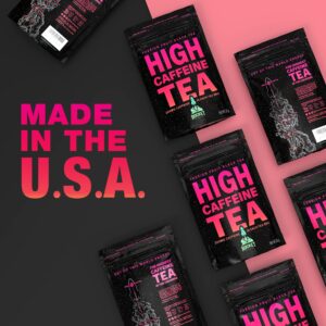 High Caffeine Tea - Highly Caffeinated Passion Fruit Black Tea - Natural Blend, High Energy Tea, Coffee Alternative With 200mg Caffeine, Herbal Tea Coffee Substitute, Pack of 14 Biodegradable Tea Bags by Rocket Tea