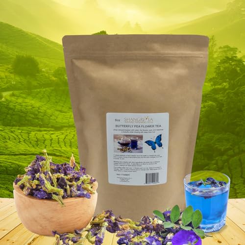 Shangri-La Tea Company Butterfly Pea Flower Loose Leaf Tea - All Natural, Herbal Decaf, Brews a Charming Blue Hue, Ideal for Tea Lovers, 2 Oz (Pack of 1)