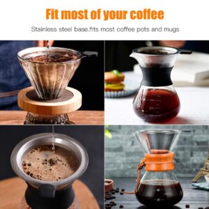 MEICHU Pour Over Coffee Filter 2PCS, Stainless Steel Coffee Filter, Paperless Reusable Cone Coffee Dripper