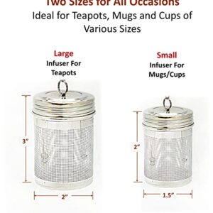 URBAN ESCAPE Tea Steeper For-Loose Tea Leaf (2 PACK-LARGE for Teapot/Kettle & SMALL for Mug/Cup 20oz) Tea Infuser Tea Diffuser Extra Fine Mesh Stainless Steel Tea Strainer Ball Colador Infusor té