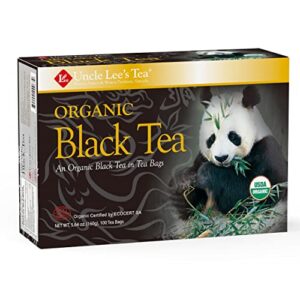 uncle lee’s organic black tea - premium tea, full-bodied, caffeinated coffee alternative, robust black tea bags, individually wrapped 100 count