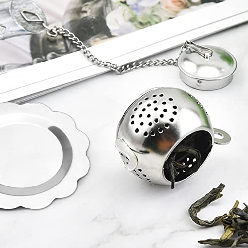 TsLinc 8pcs Loose Leaf Tea Infuser with Chain and Drip Trays Stainless Steel Tea Ball Tea Strainer for Loose Tea Tea Steeper for Tea Flavoring Herbal Spices Seasonings, Silver