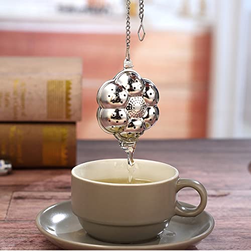 TsLinc 8pcs Loose Leaf Tea Infuser with Chain and Drip Trays Stainless Steel Tea Ball Tea Strainer for Loose Tea Tea Steeper for Tea Flavoring Herbal Spices Seasonings, Silver