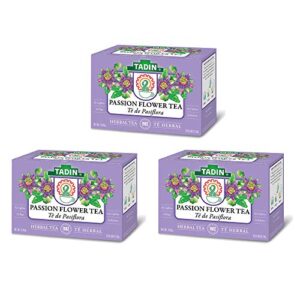 tadin passion flower herbal tea. caffeine free. 0.84 oz. 24 tea bags. pack of 3