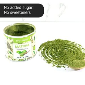 Organic Matcha Green Tea Powder-4oz(113g) Tin, 100% Natural & Pure, Ceremonial Grade, No Additives or Fillers, NO GMO