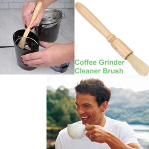 Coffee Grinder Cleaning Brush + Coffee Brush Wood Handle & Natural Bristles Pastry Brush