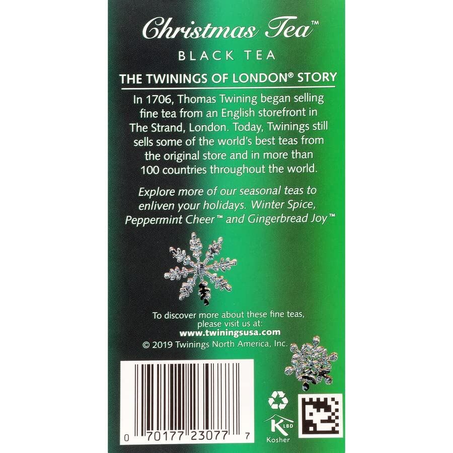 Twinings Christmas Tea - Black Tea Blended with Spicy and Aromatic Clove and Cinnamon, Tea Bags Individually Wrapped, 20 Count Ea (Pack of 4)