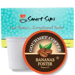 smart sips coffee, bananas foster coffee, medium roast, gourmet flavored coffee single serve pods for keurig k-cup brewers, 24 count