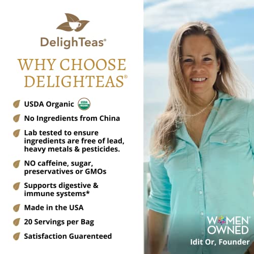 DelighTeas Organic Digest & Detox CCF Tea | Ayurvedic Cumin, Coriander, Fennel Loose Leaf Tea for Digestion, Detox, Cleanse | USDA Organic, Non-GMO, Caffeine Free, Sugar Free | 20 Servings, 1.5 oz.